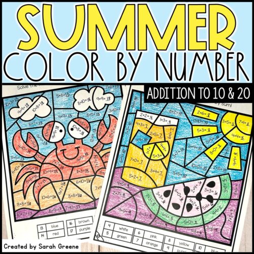 Summer Addition Color by Number | Made By Teachers