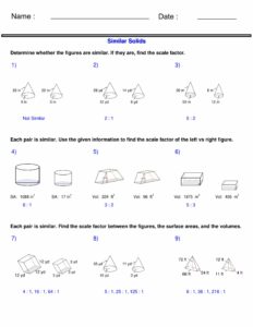 Surface Area & Volume - Similar Solids Worksheets | Made By Teachers
