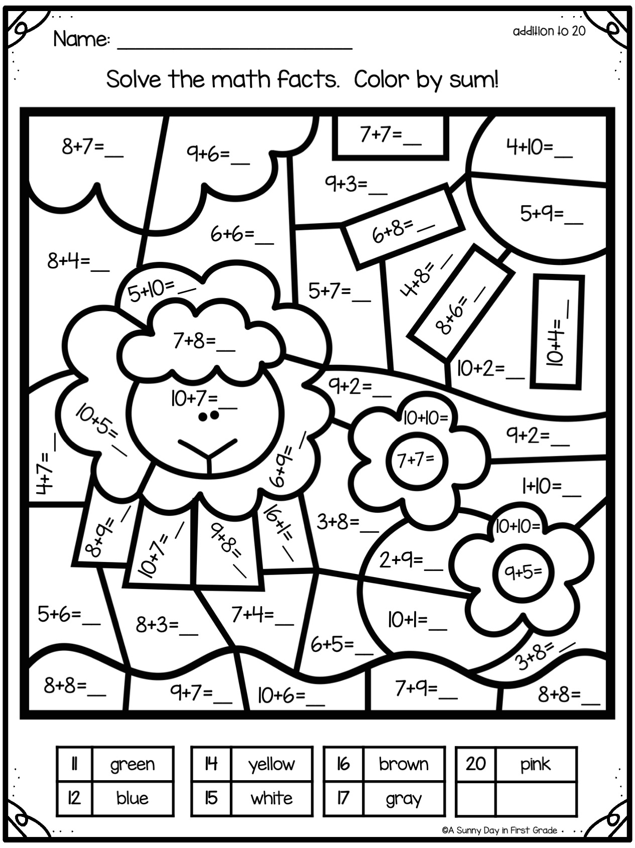 Farm Addition Color by Number | Made By Teachers