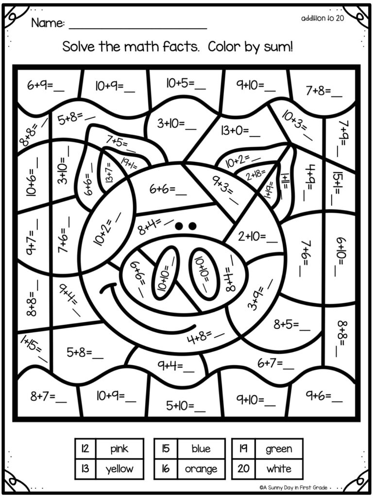 Farm Addition Color by Number | Made By Teachers