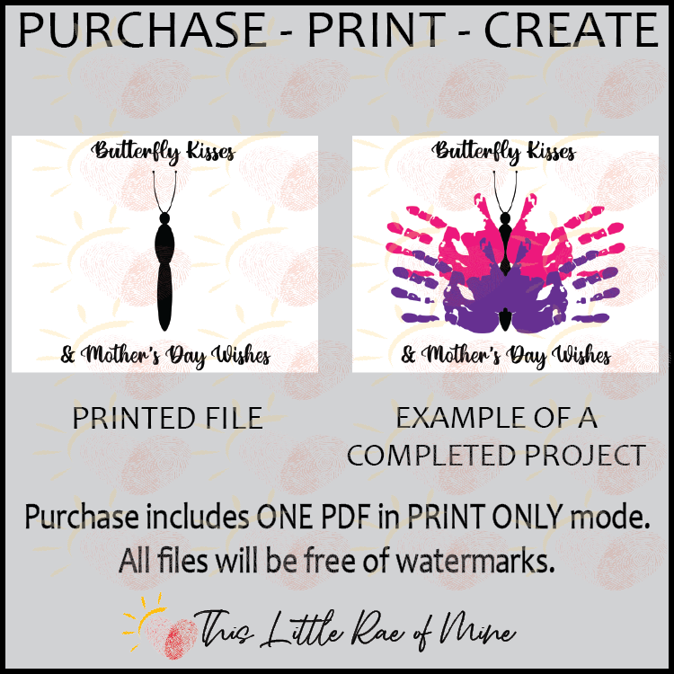 Butterfly kisses and Mother's Day wishes - Handprint Art - printable ...