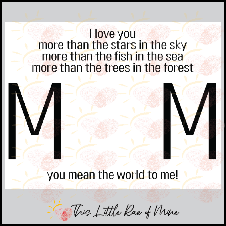 Mom - I love you more than - Mother's Day - handprint Art - printable ...