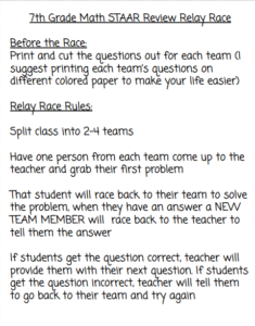 7th Grade Math STAAR Relay Race Game Review | Made By Teachers
