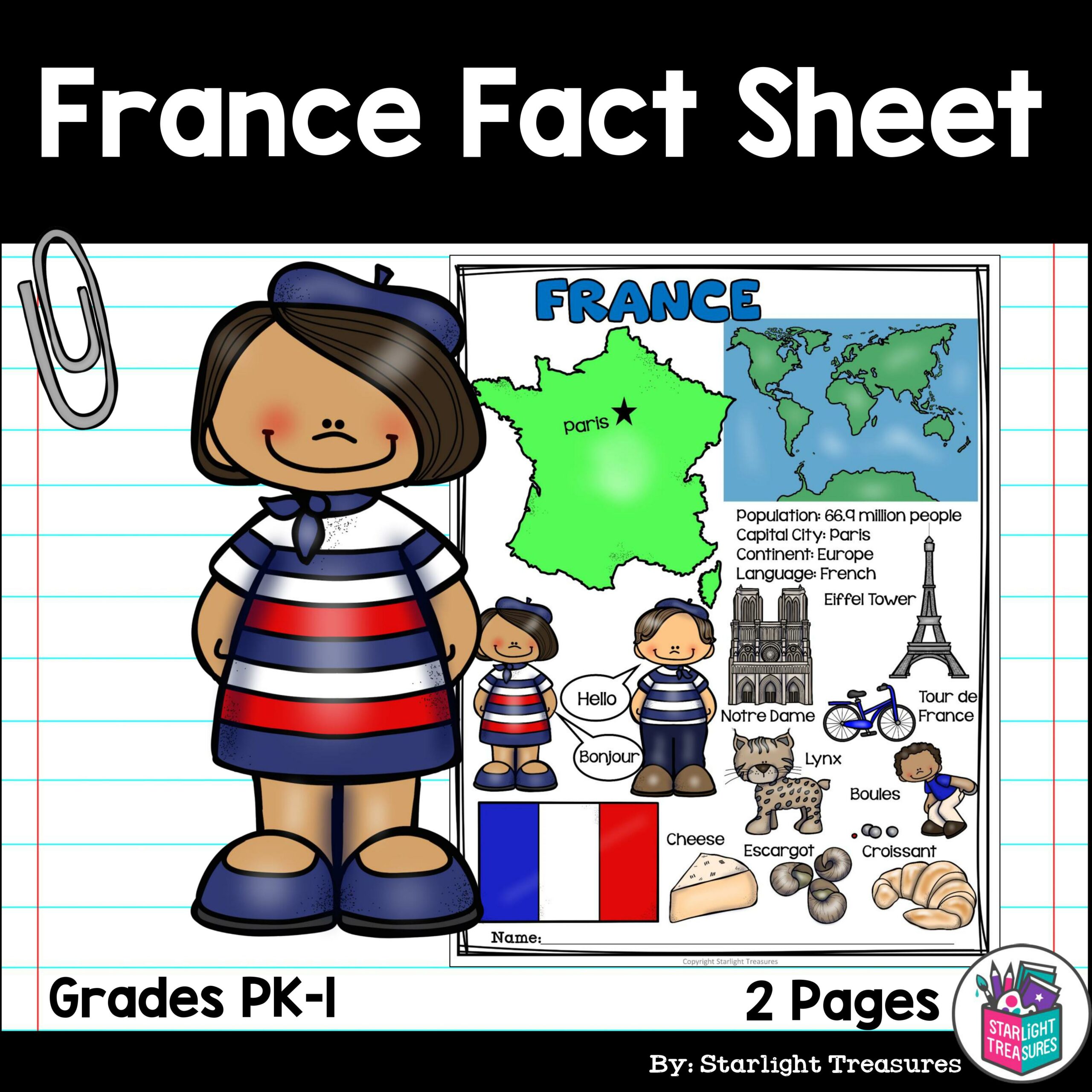 France Fact Sheet for Early Readers | Made By Teachers