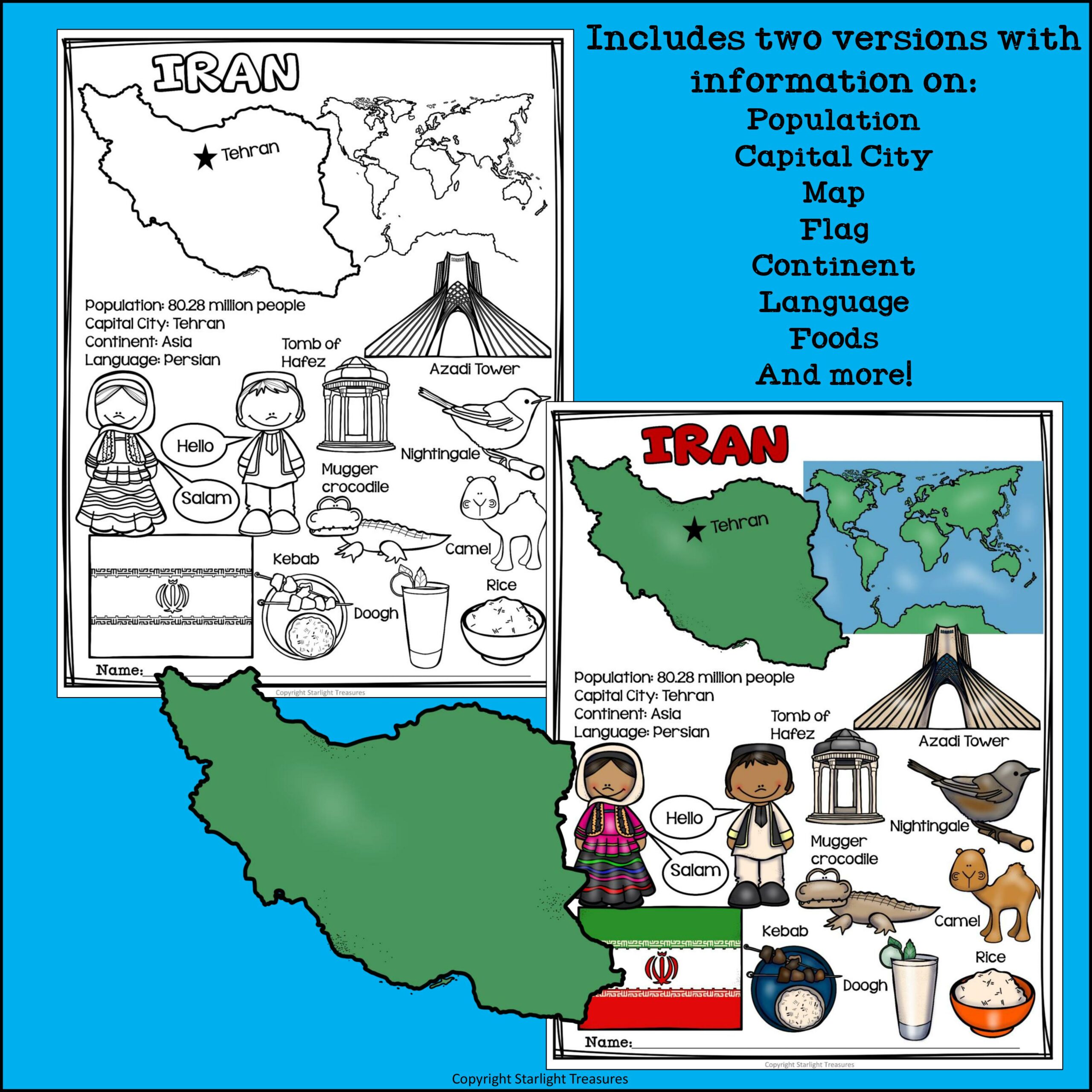 Iran Fact Sheet for Early Readers | Made By Teachers