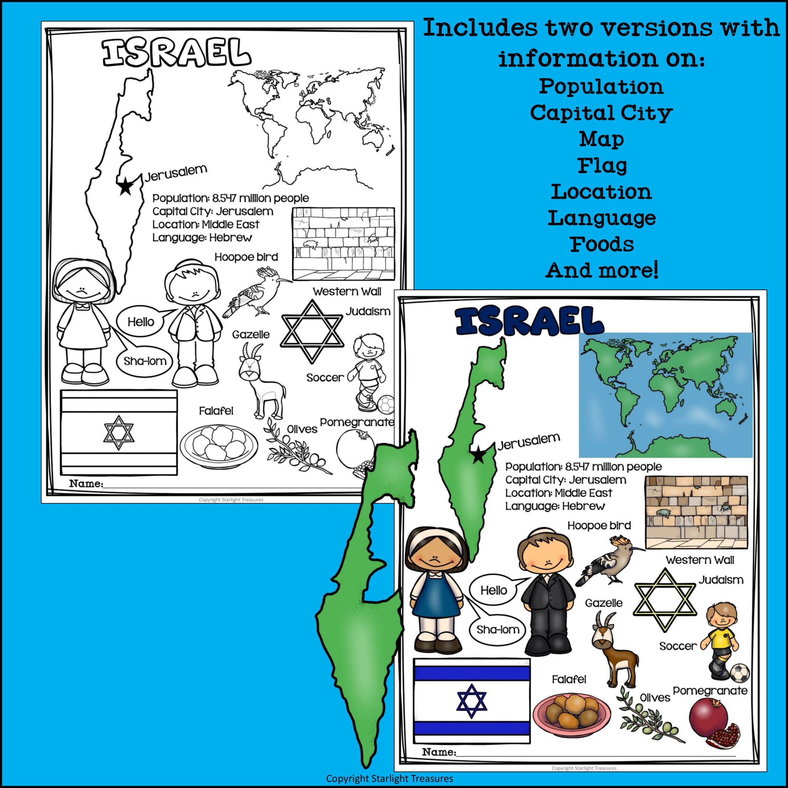 Israel Fact Sheet for Early Readers | Made By Teachers