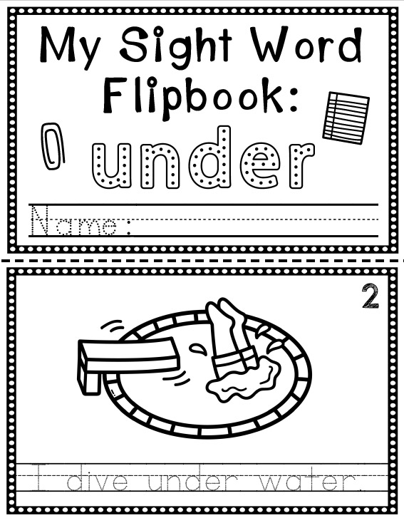 Sight Word Flip Book (Flipbook) - UNDER | Made By Teachers