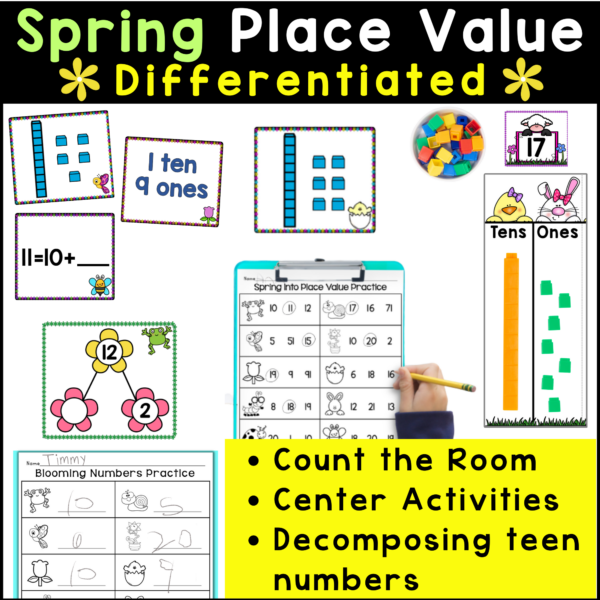 Place Value (10-20) Spring Math Count the Room - Center Mat ...