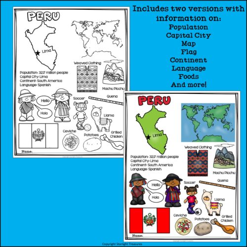 Peru Fact Sheet for Early Readers | Made By Teachers