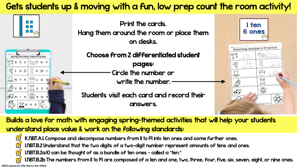 Place Value (10-20) Spring Math Count the Room - Center Mat ...