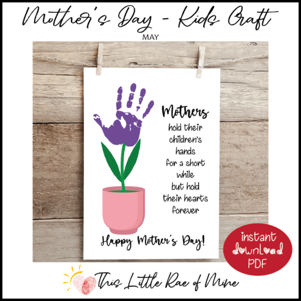 Happy Mother's Day - flower - Handprint Art - printable - Keepsake ...