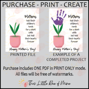 Happy Mother's Day - flower - Handprint Art - printable - Keepsake ...