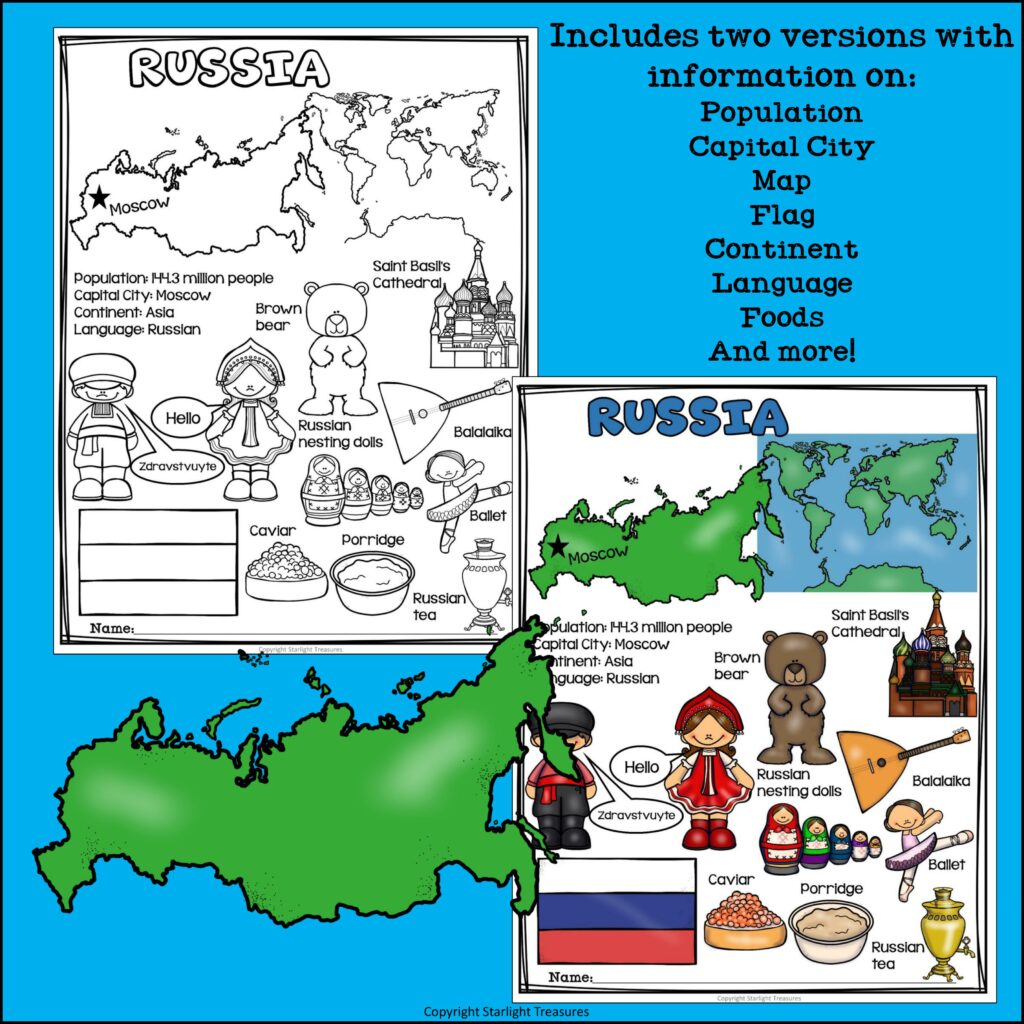 Russia Fact Sheet for Early Readers | Made By Teachers