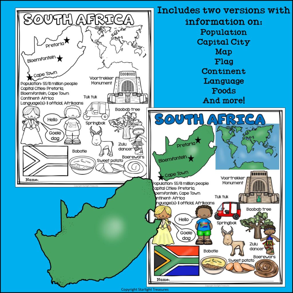 South Africa Fact Sheet for Early Readers | Made By Teachers