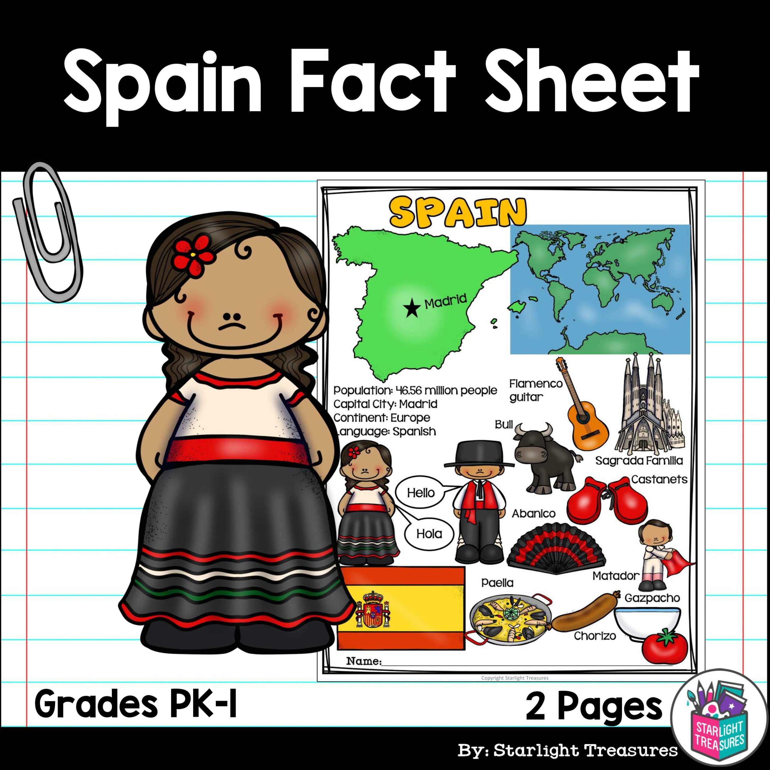 Spain Fact Sheet for Early Readers | Made By Teachers