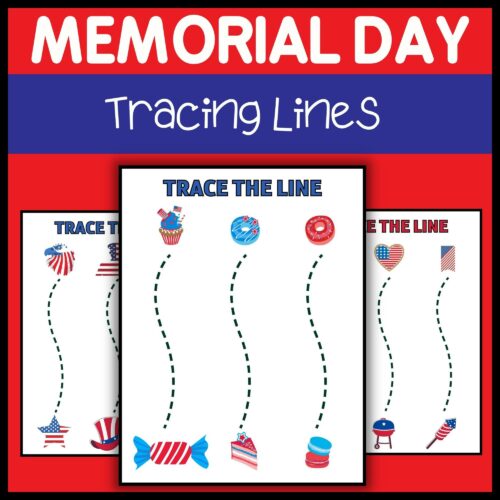 Memorial Day Tracing Lines Practices Worksheets Fine Motor Skills ...