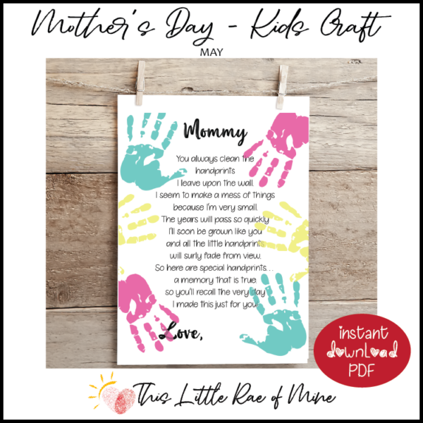 Mommy - Special handprints - Mother's Day - Handprint Art - printable ...