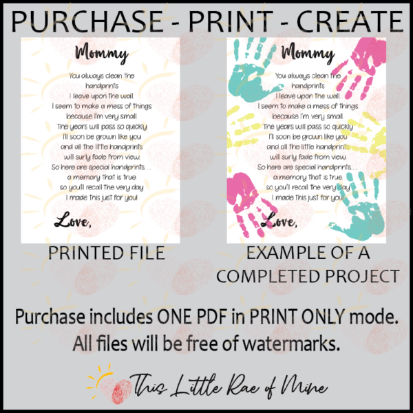 Mommy - Special handprints - Mother's Day - Handprint Art - printable ...