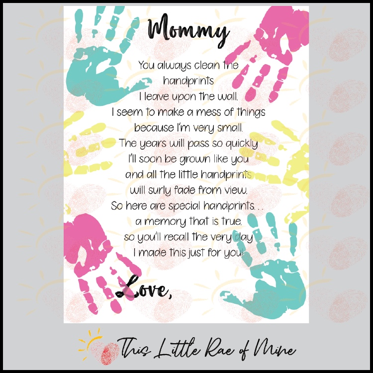 Mommy - Special handprints - Mother's Day - Handprint Art - printable ...