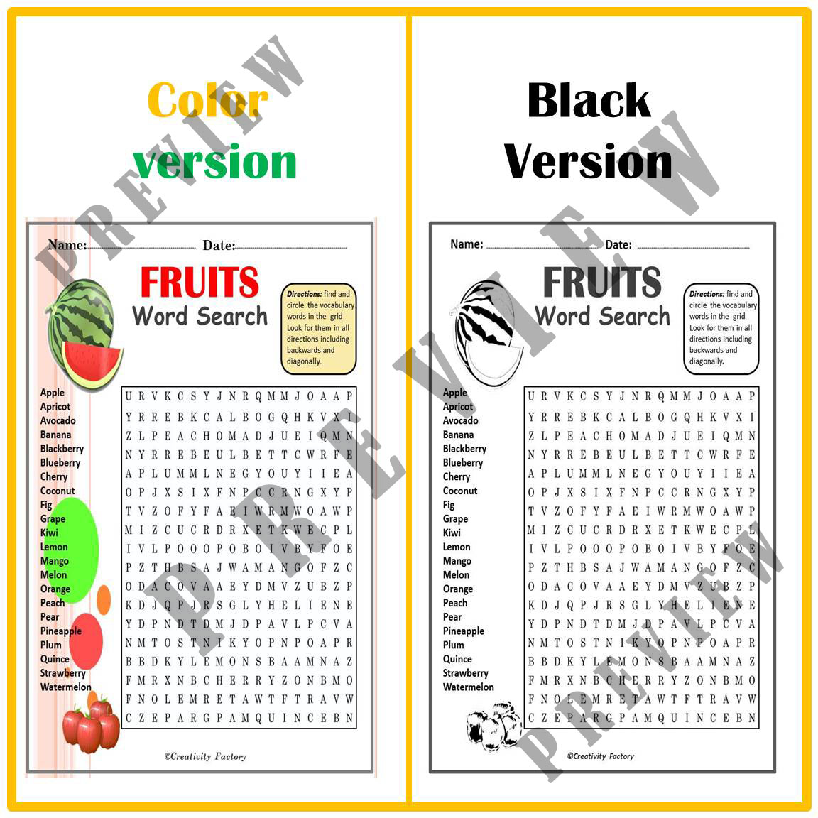 Search For Words Puzzles (Animals-Insects-Fruits-Vegetables) | Made By ...