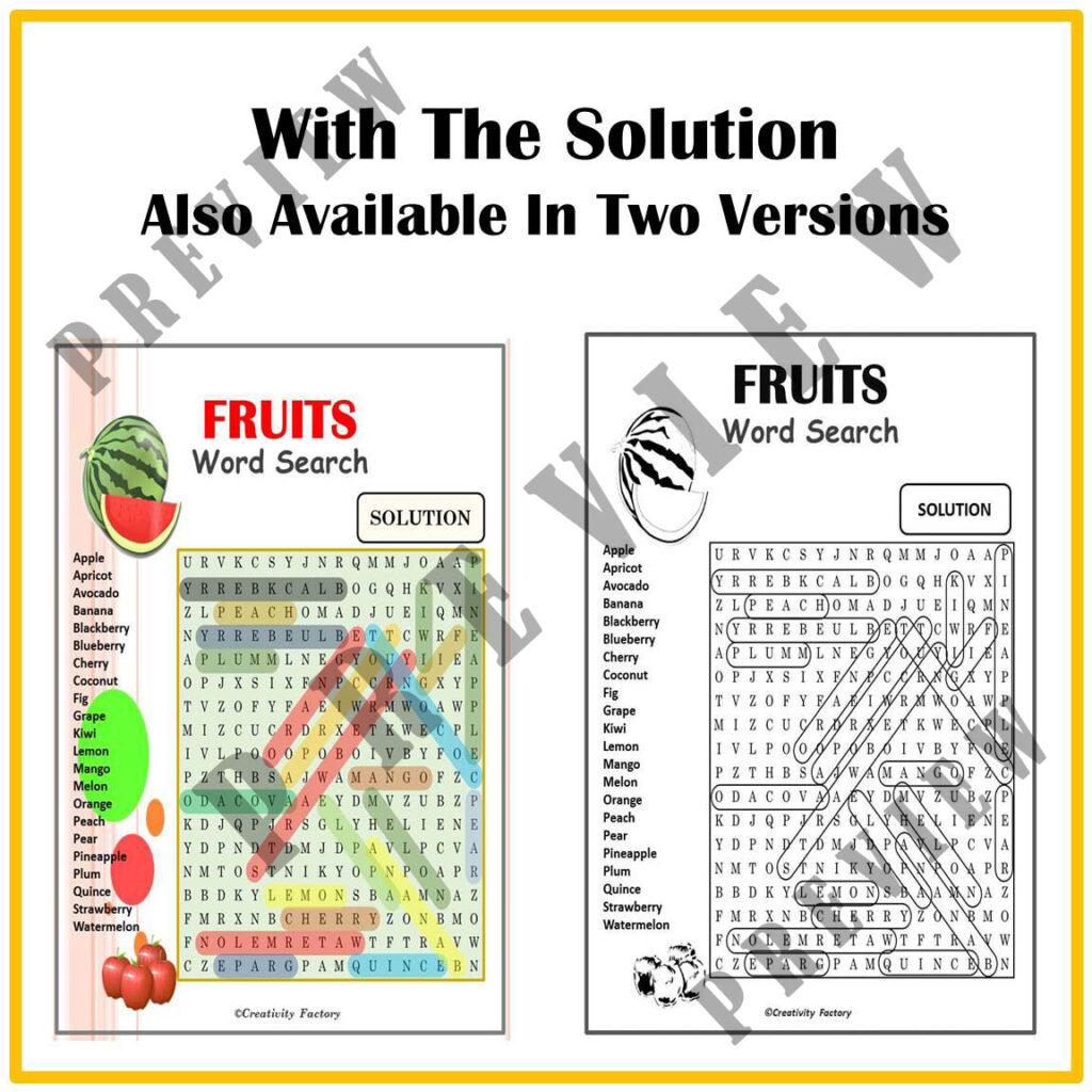 Search For Words Puzzles (Animals-Insects-Fruits-Vegetables) | Made By ...