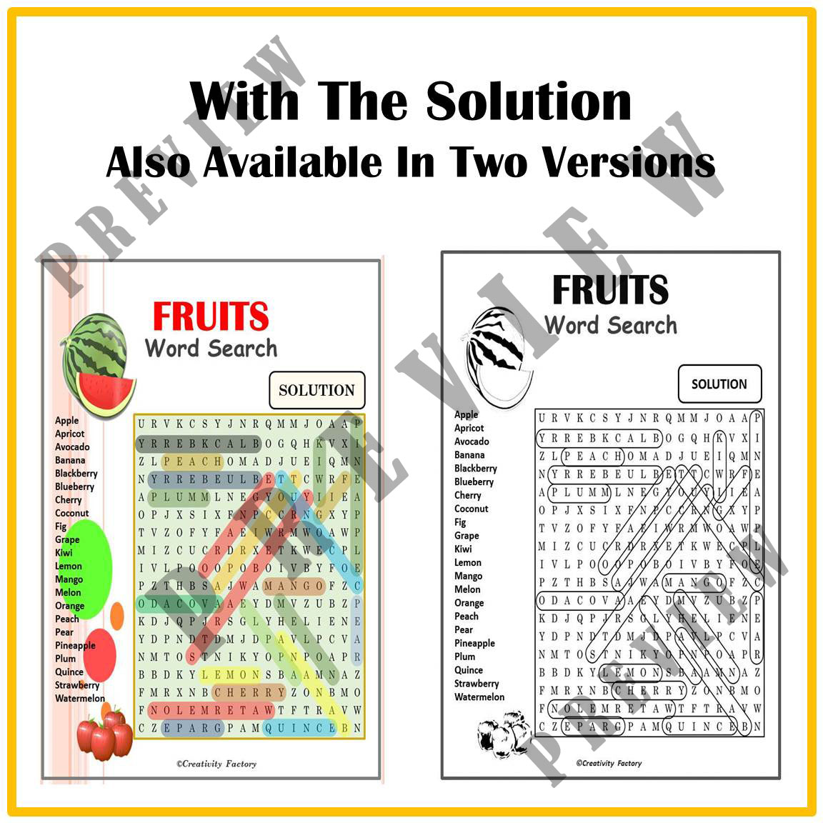 Search For Words Puzzles (Animals-Insects-Fruits-Vegetables) | Made By ...