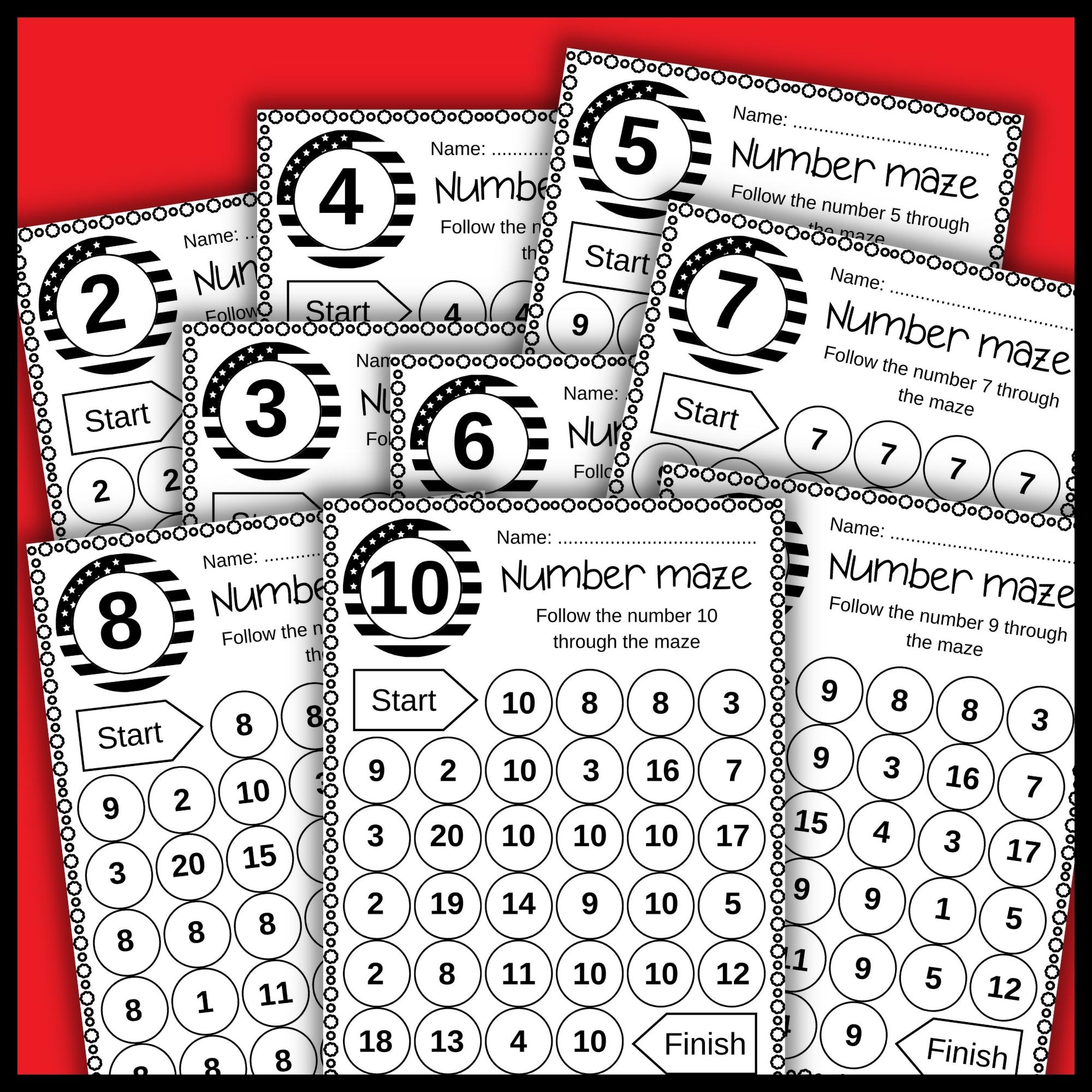Memorial Day Number Maze Puzzle | Worksheets 1-10 Memorial Day Theme ...