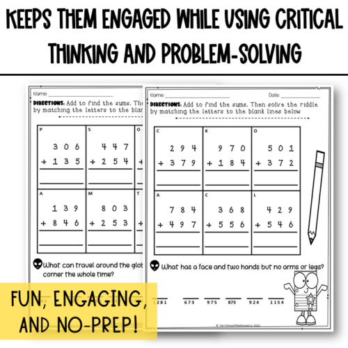 3 Digit Addition with Regrouping Riddle/Math Puzzle Riddle Activity ...