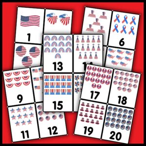 Memorial Day Numbers Flashcards: 1-20 Addition Clip Cards Math ...