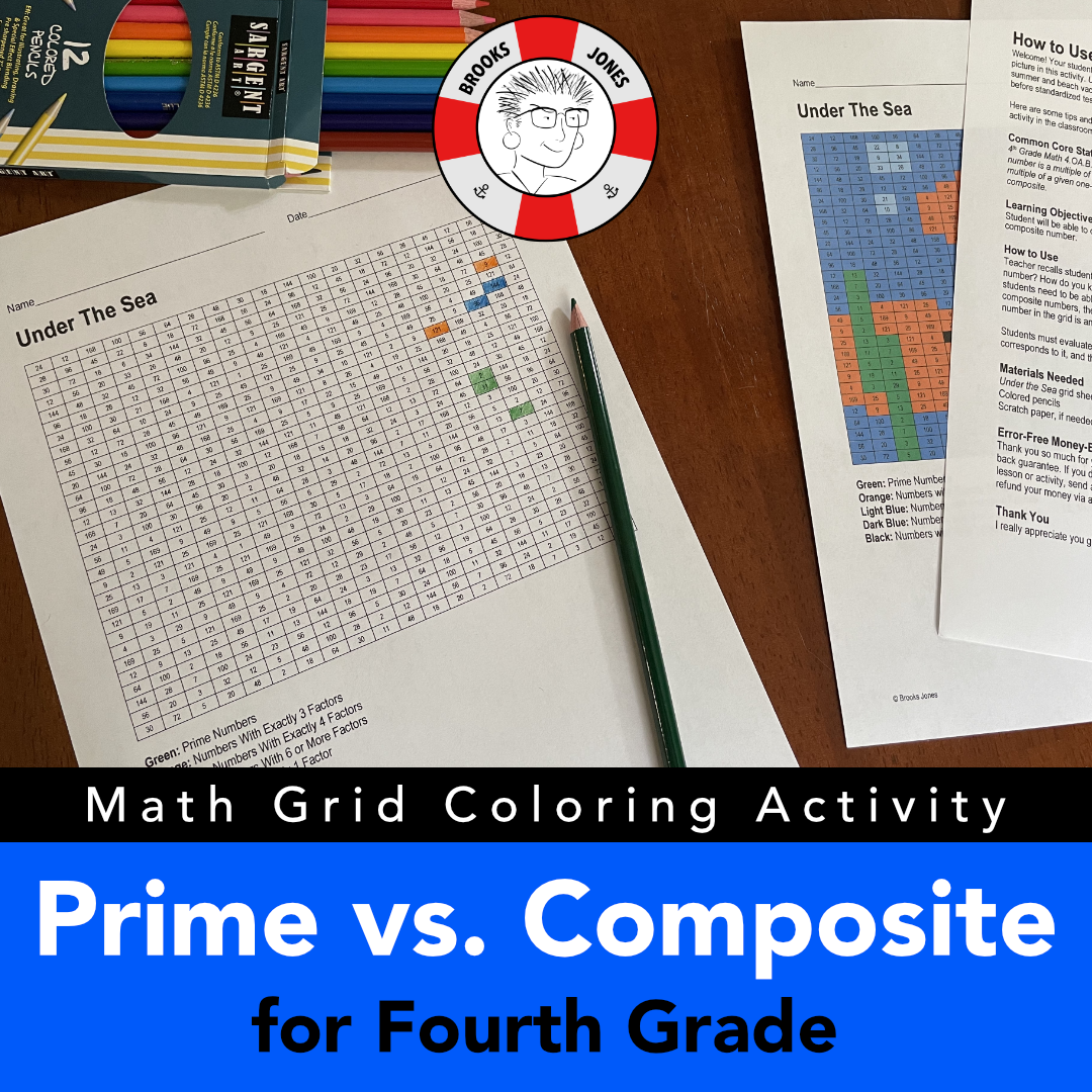 Math Grid Coloring Activity for Grade 4: Prime vs. Composite Numbers ...