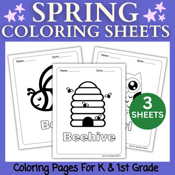 Spring Coloring Sheets For Kindergarten And 1st Grade Part 5 | Spring ...