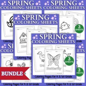 18 Spring Coloring Sheets BUNDLE For PreK-1st Grade | spring Season ...