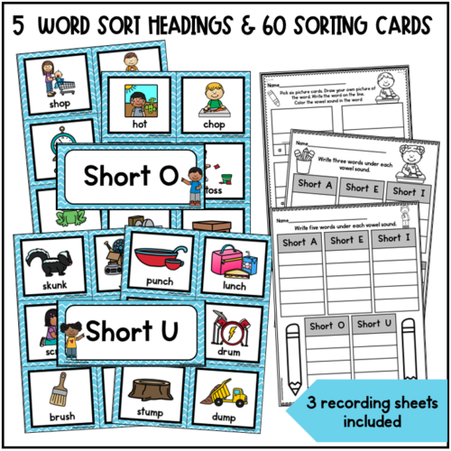 Short Vowels With Consonant Blends & Digraphs - Word Sorts - Phonics ...