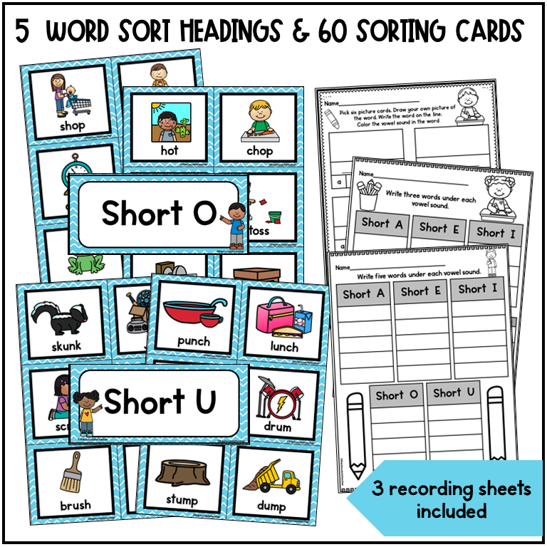 Short Vowels With Consonant Blends & Digraphs - Word Sorts - Phonics ...