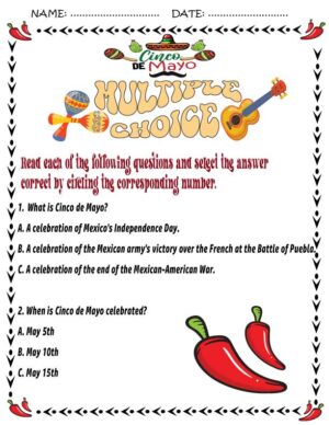 Cinco De Mayo Worksheets | Cinco DeMayo Activity For Students on 5th ...