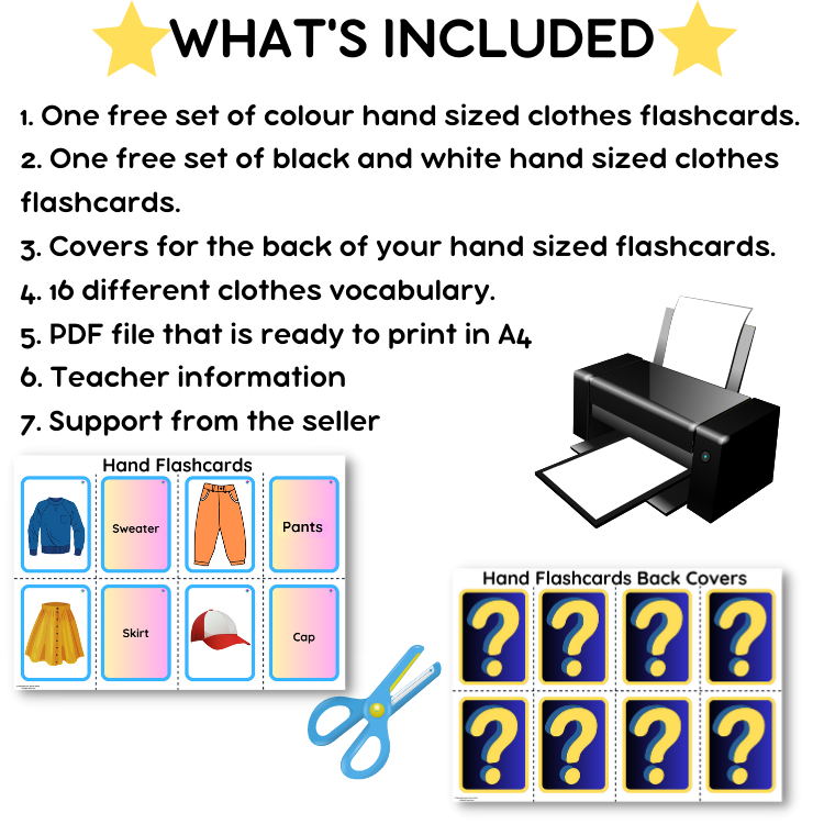 Flashcards Hand Sized Clothing Vocabulary-Speech therapy, ESL | Made By ...