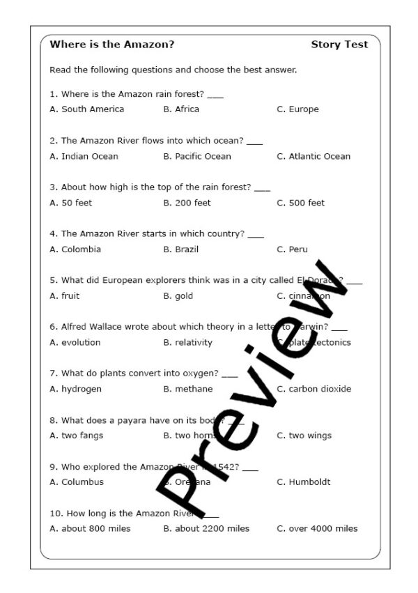 Sarah Fabiny "Where Is the Amazon?" worksheets | Made By Teachers