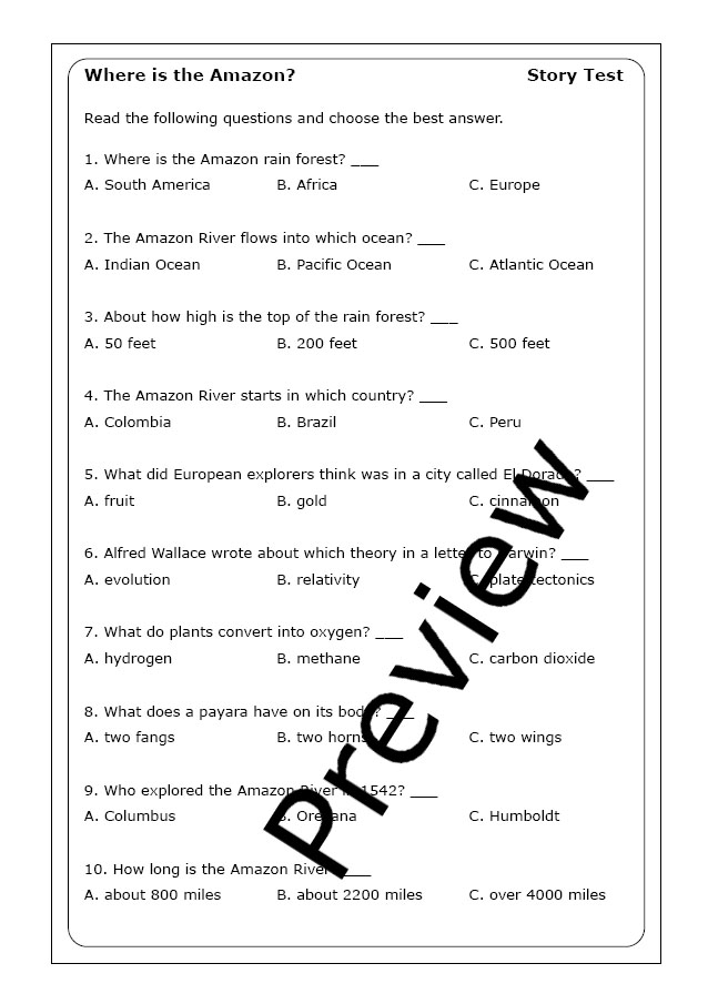 Sarah Fabiny "Where Is the Amazon?" worksheets | Made By Teachers