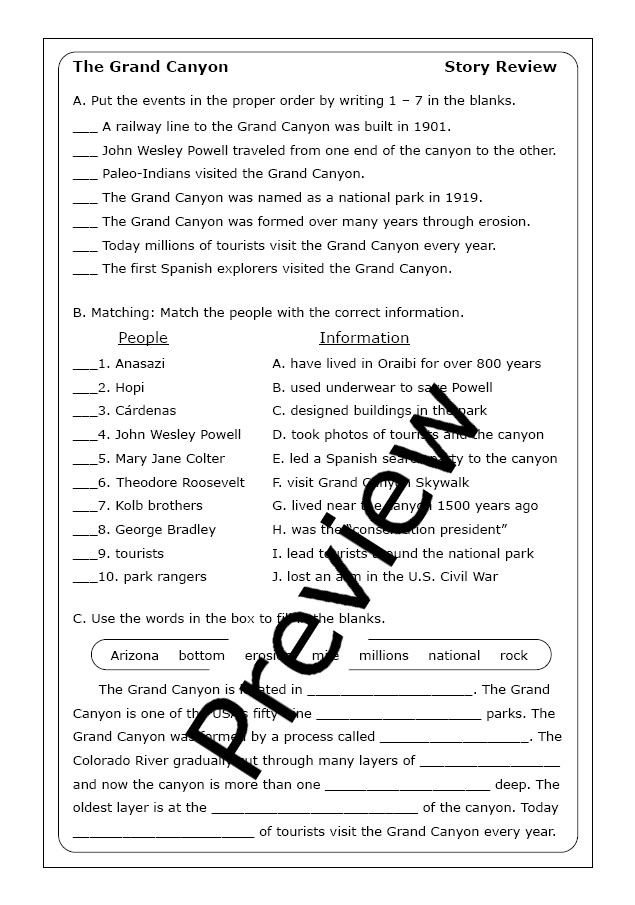 Jim O'Connor "Where Is the Grand Canyon?" worksheets | Made By Teachers