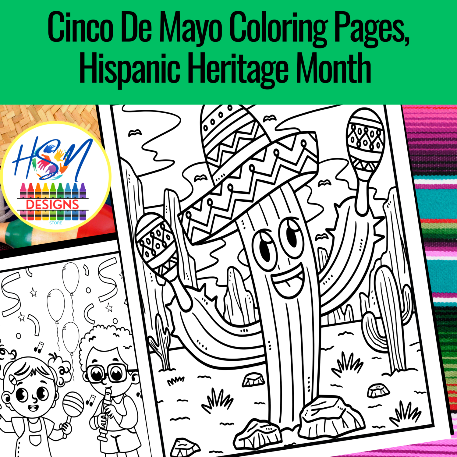 Cinco De Mayo Coloring Pages, Hispanic Heritage Month Coloring Sheets ...