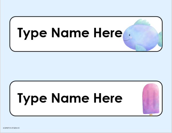 Name Tags Plates Desk Labels Watercolor Tropical Calming Muted Theme ...