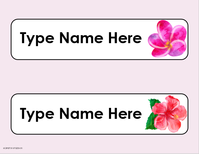 Name Tags Plates Desk Labels Watercolor Tropical Calming Muted Theme ...
