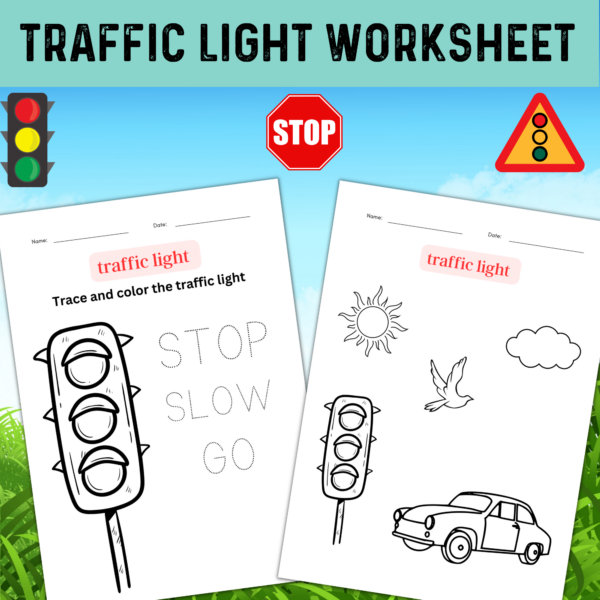 lesson coloring printable traffic light worksheet for class 1, 2, 3 ...