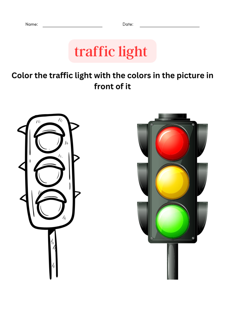 lesson coloring printable traffic light worksheet for class 1, 2, 3 ...