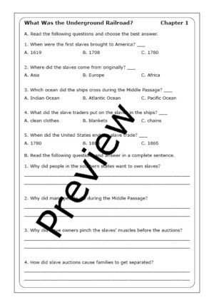 Yona Zeldis McDonough "What Was the Underground Railroad?" worksheets ...