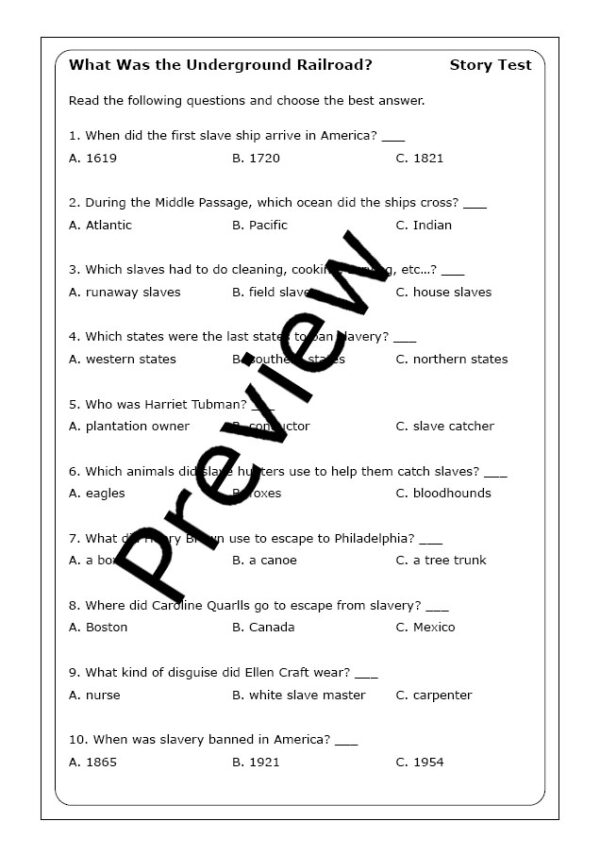 Yona Zeldis McDonough "What Was the Underground Railroad?" worksheets ...
