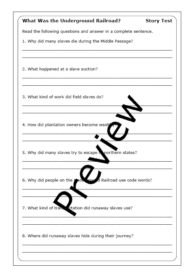 Yona Zeldis McDonough "What Was the Underground Railroad?" worksheets ...