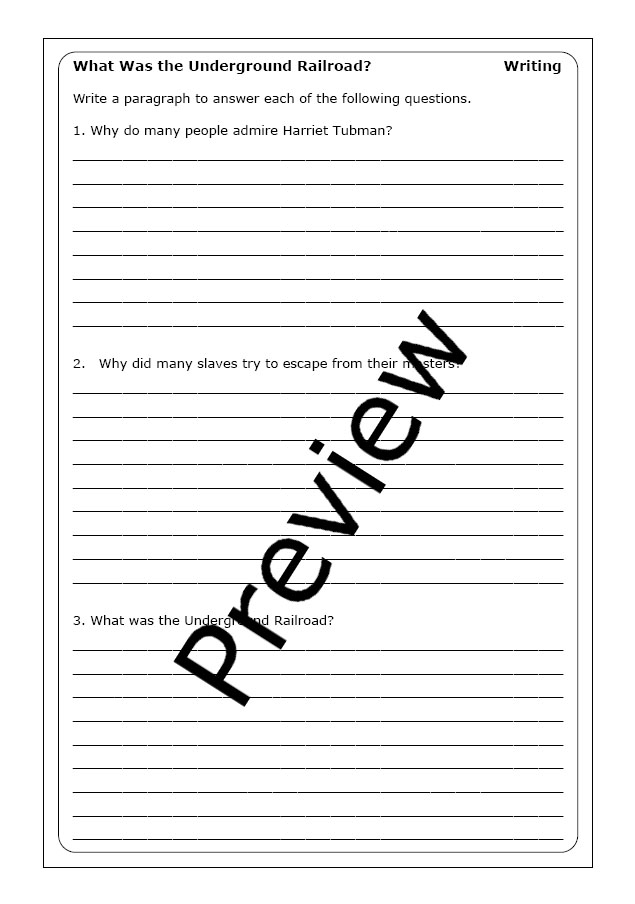 Yona Zeldis McDonough "What Was the Underground Railroad?" worksheets ...