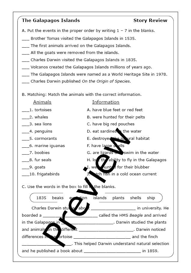 Megan Stine "Where Are the Galapagos Islands?" worksheets | Made By ...