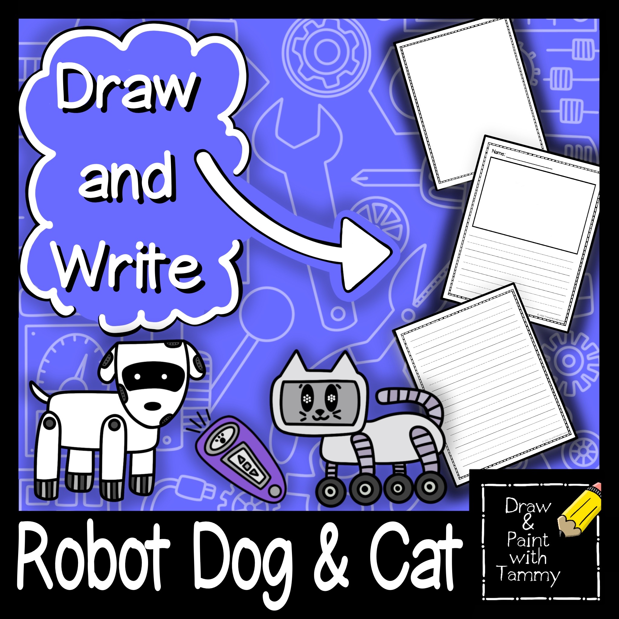 Roll a robot dog or cat roll and draw art activity game Art sub lesson ...